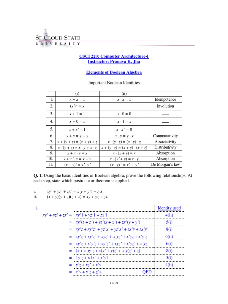 Boo Lean Algebra | Boolean Algebra | Algebra