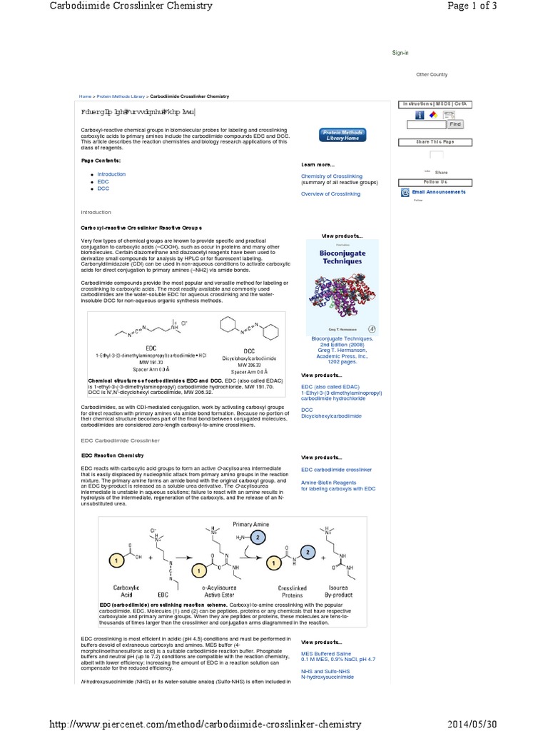 Carbodiimide Crosslinker Overview | PDF | Cross Link | Biology