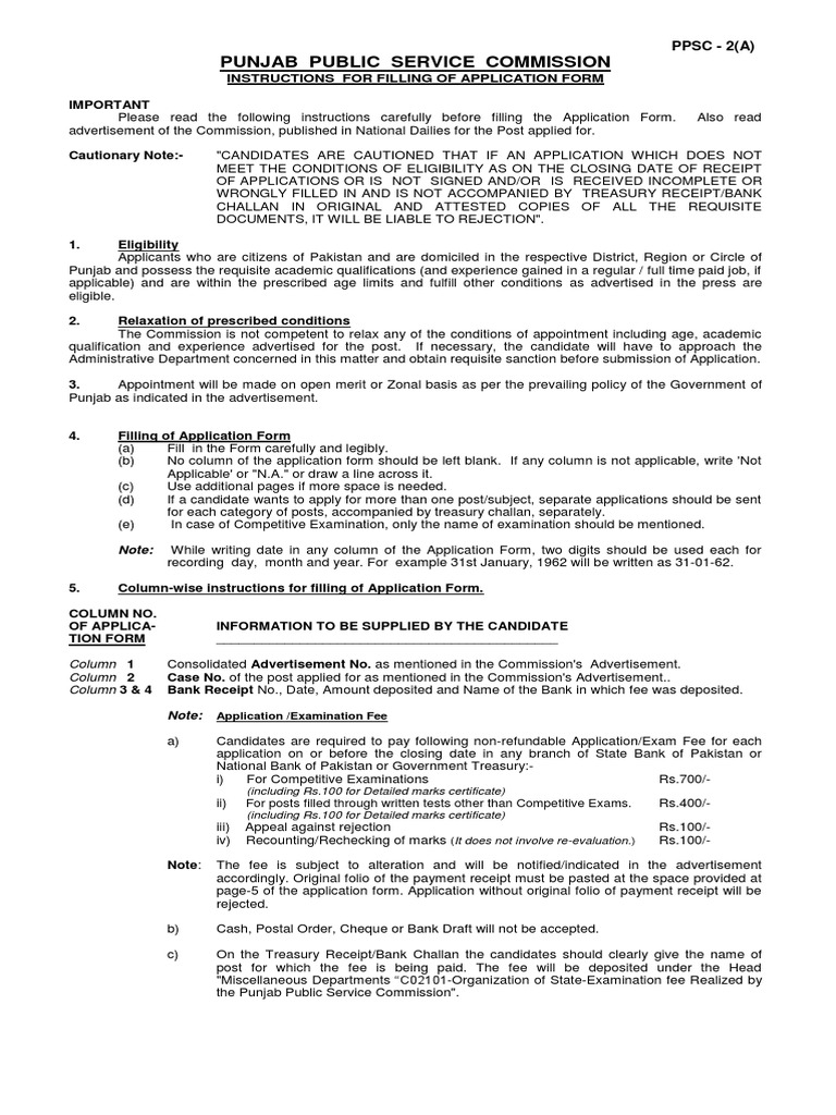 Instruction of PPSC Forms | PDF | Advocate | Attorney General