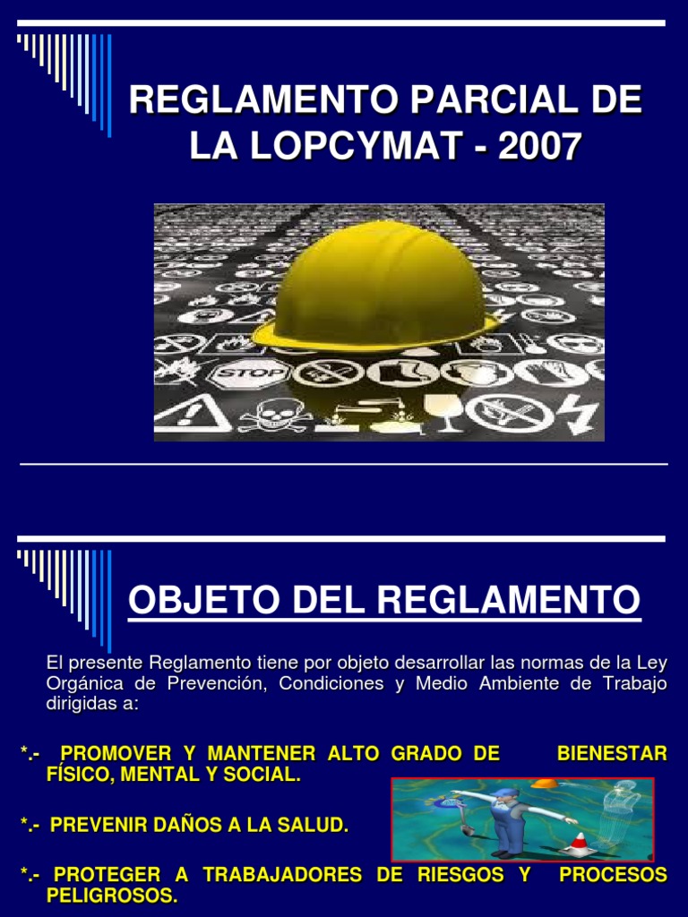 Reglamento Parcial de La Lopcymat - 2007 | PDF | Derecho laboral | Cuidado de salud del gobierno