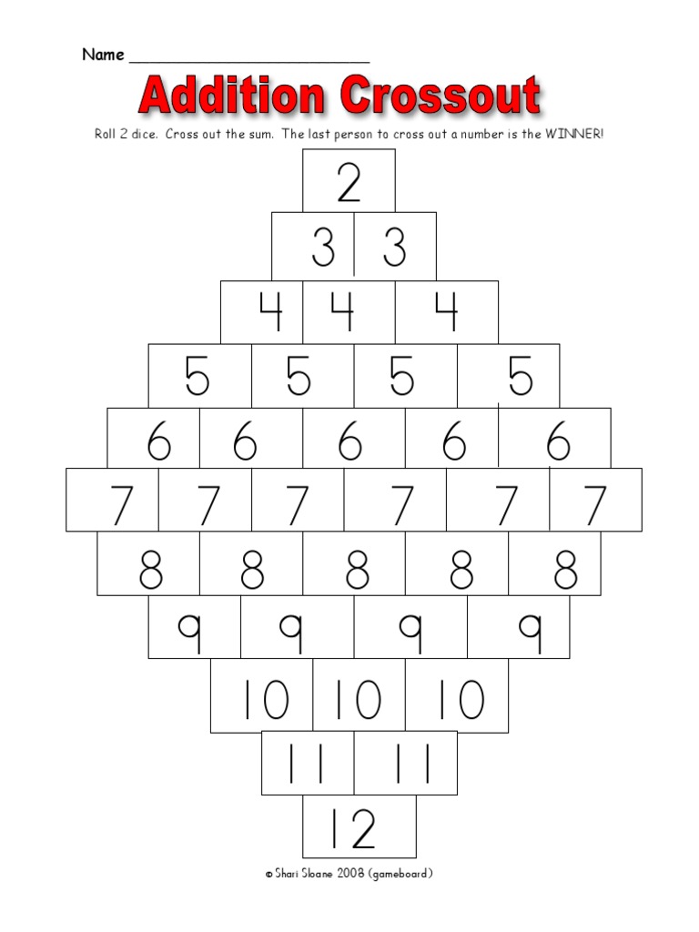 Dice Game - Cross Out Addition | PDF