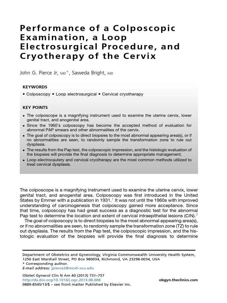 Performance of A Colposcopic | PDF | Cervical Cancer | Clinical Medicine