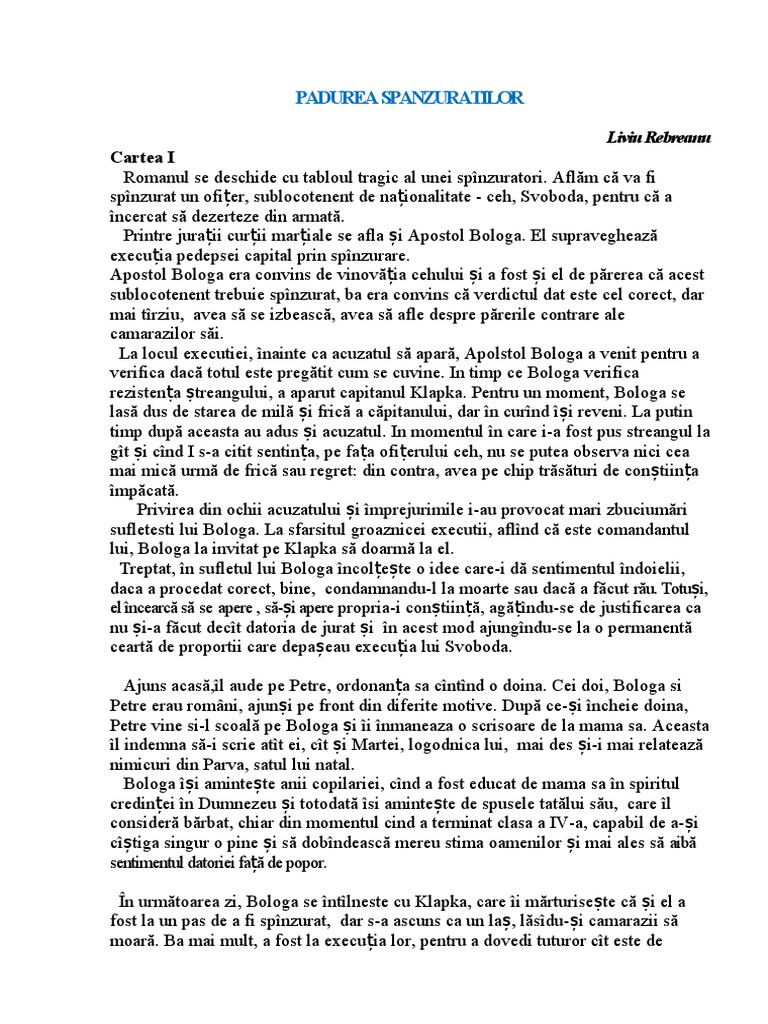 PADUREA SPANZURATILOR, Rezumat