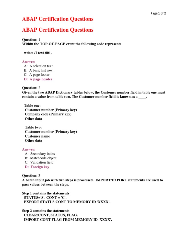 ABAP Certification Questions (Scribd) | PDF | Information Retrieval | Data