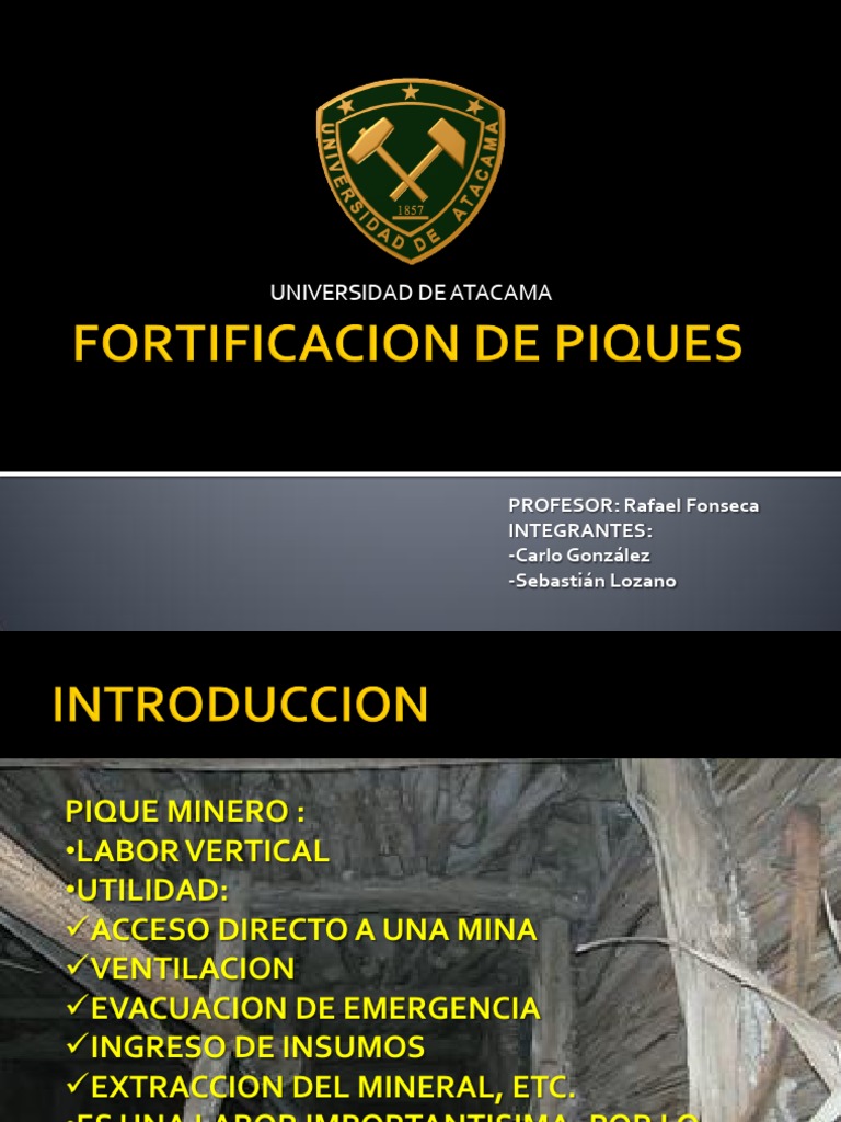 Fortificación y Sostenimiento en Piques Mineros | PDF | Revestimiento ...