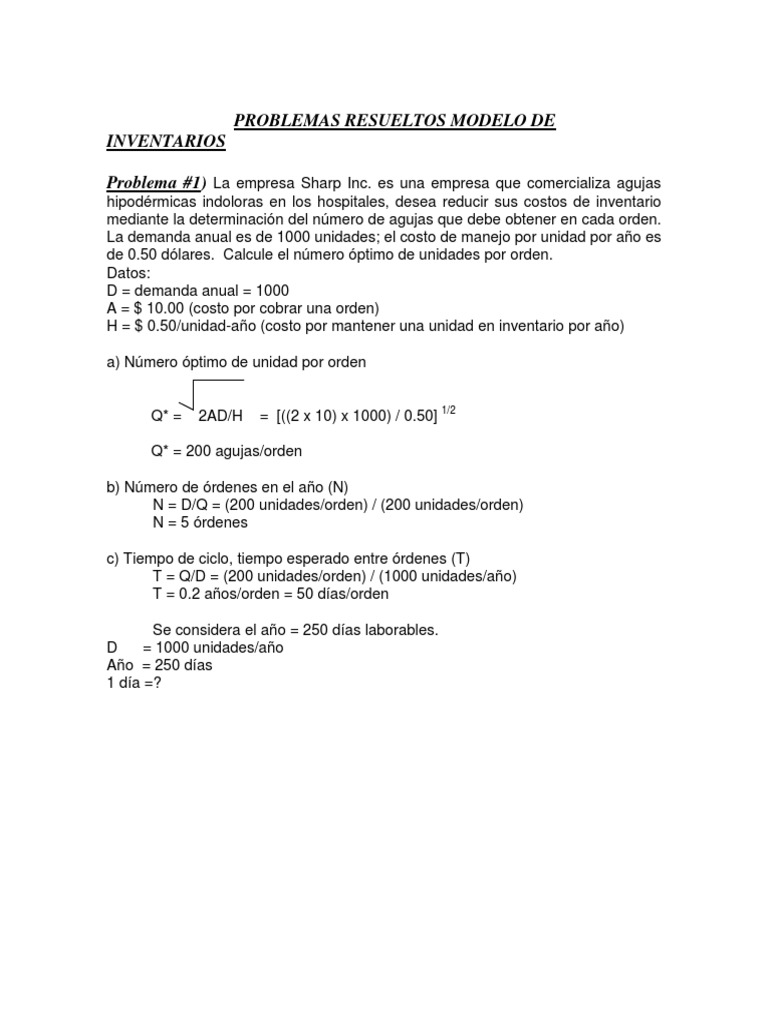 15. Problemas Resueltos Modelo de Inventarios.pdf | Inventario ...