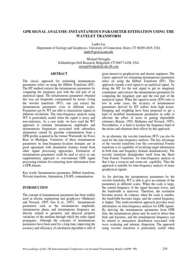 1998 GPR Wave Let | PDF | Wavelet | Telecommunications Engineering