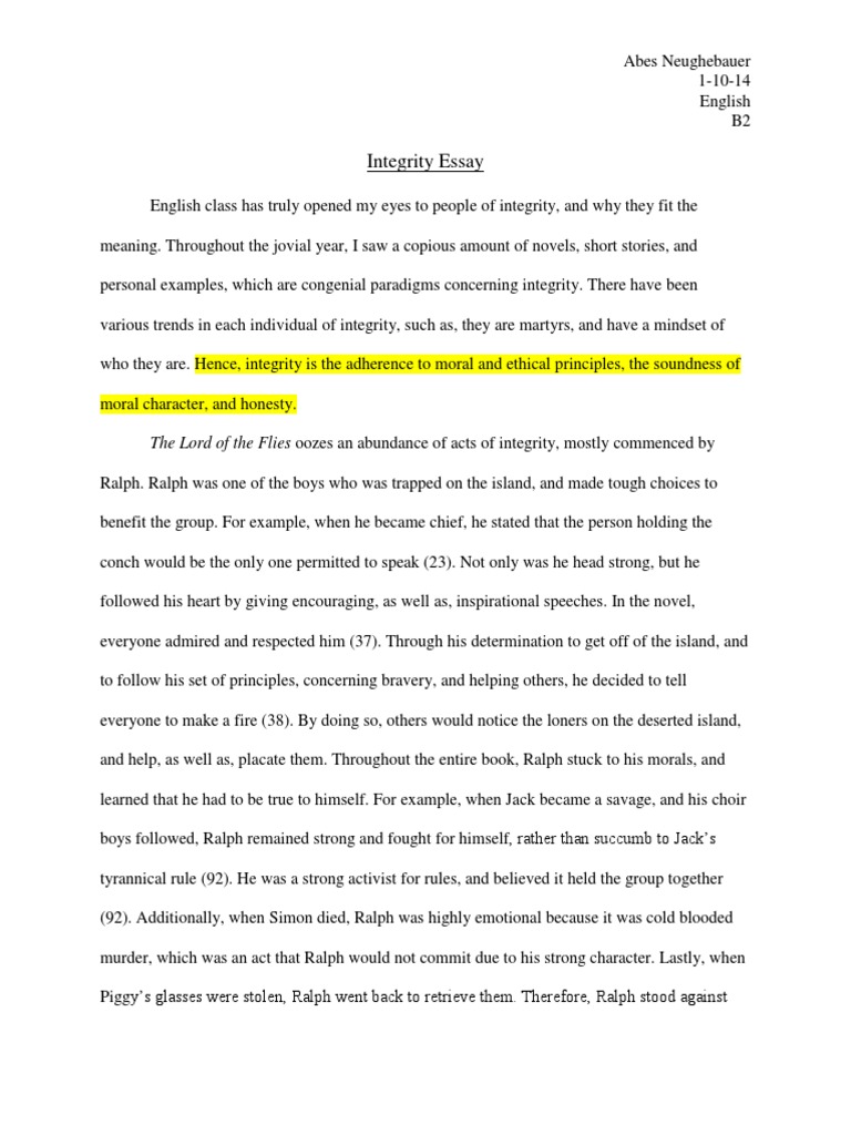 integrity essay | Integrity | Alexander Hamilton