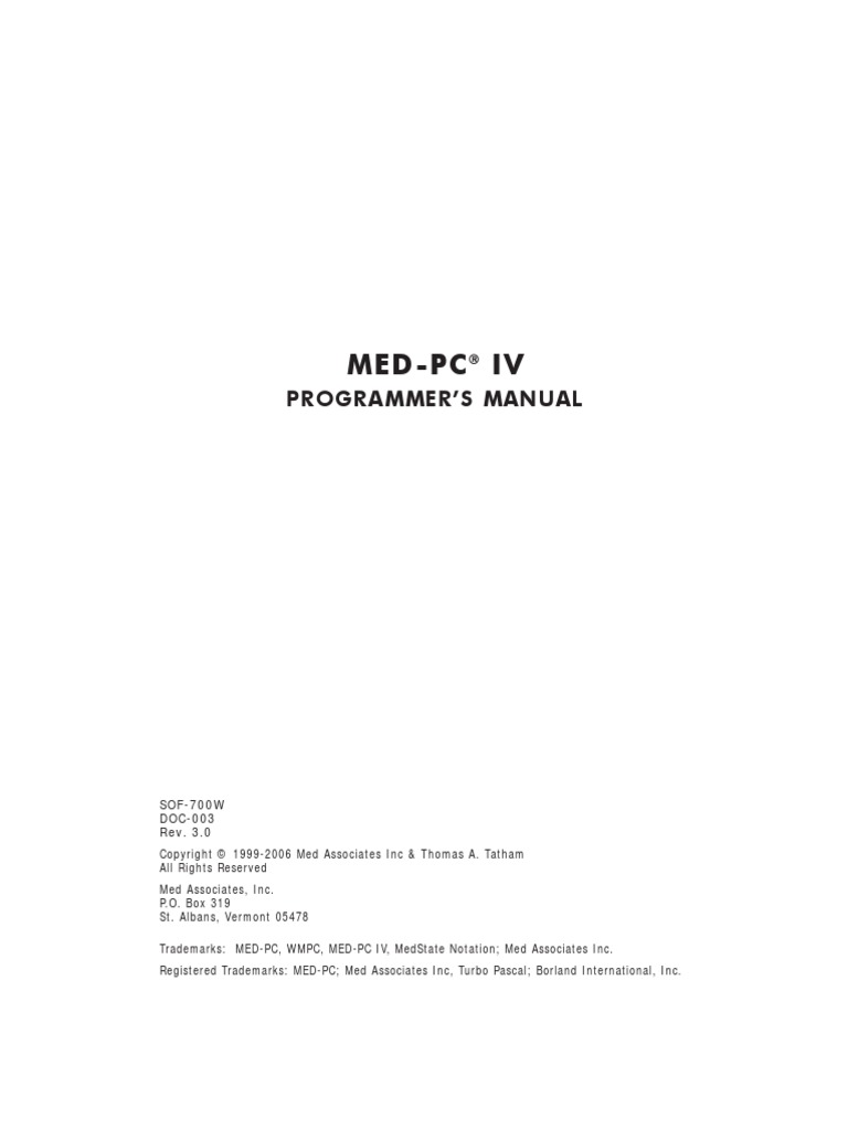 MED PC Programmers Manual | PDF | Subroutine | Variable (Computer Science)