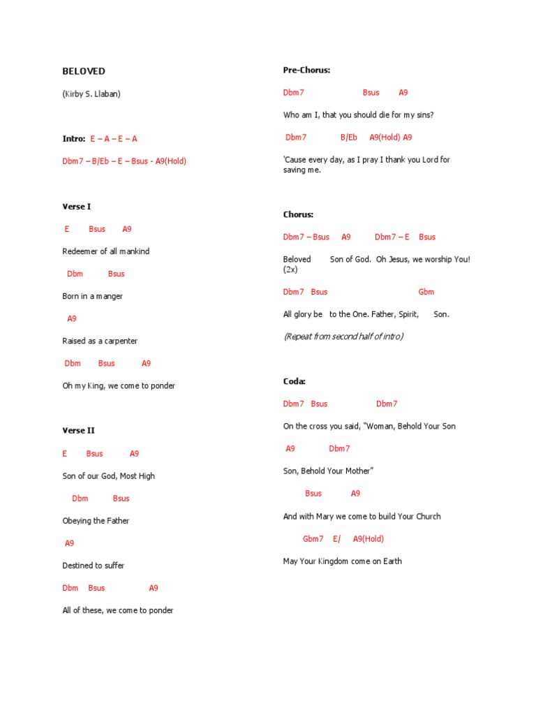 BELOVED Chords & Lyrics | PDF