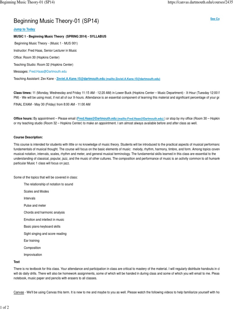 Beginning Music Theory-01 (SP14) | PDF | Music Theory | Harmony