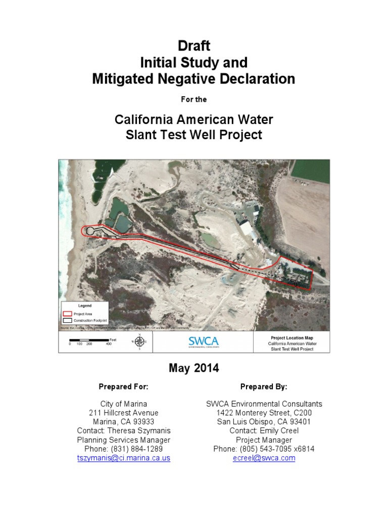 Draft Initial Study and Mitigated Negative Declaration | PDF | Water | Nature