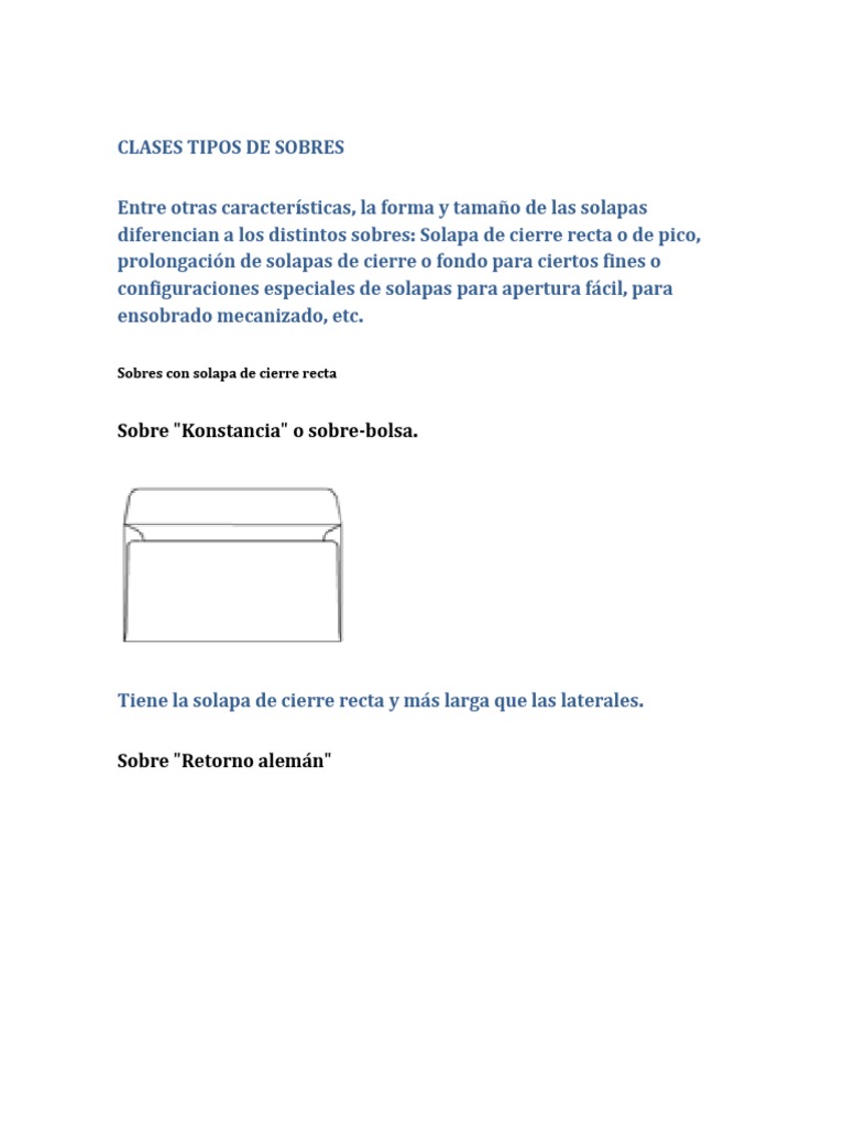 Clases Tipos de Sobres | PDF