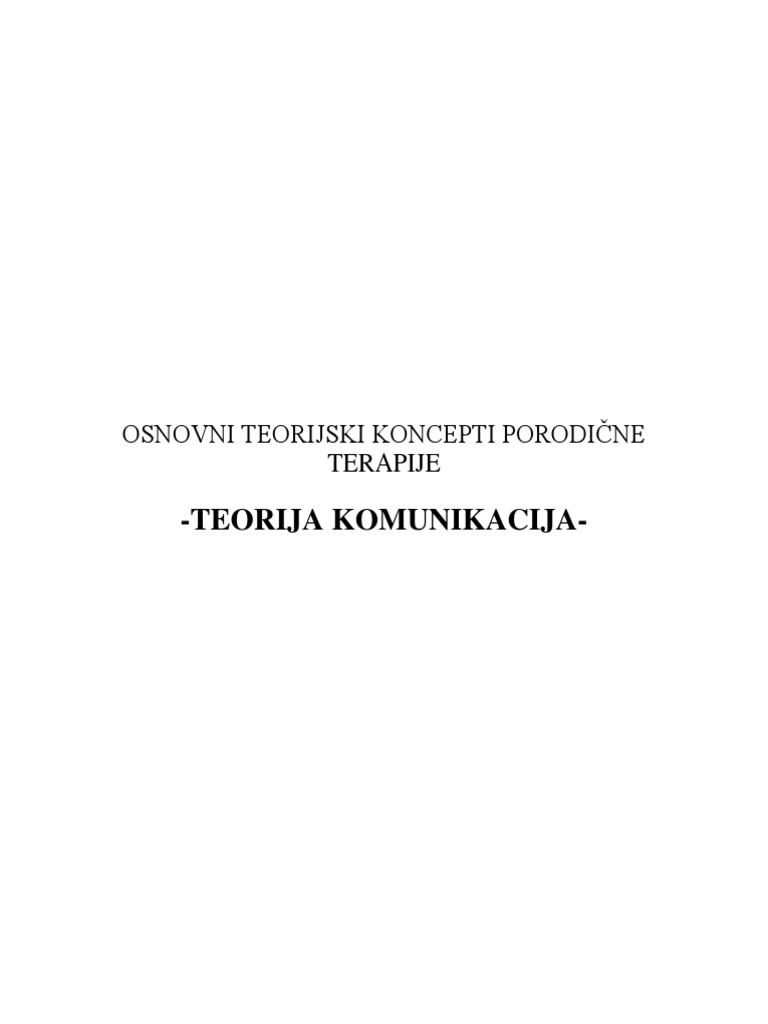 Osnovni Teorijski Koncepti Porodične Terapije | PDF