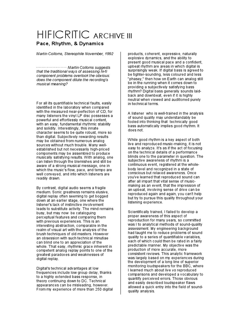 Pace Rhythm & Dynamics | PDF | Loudspeaker | Amplifier