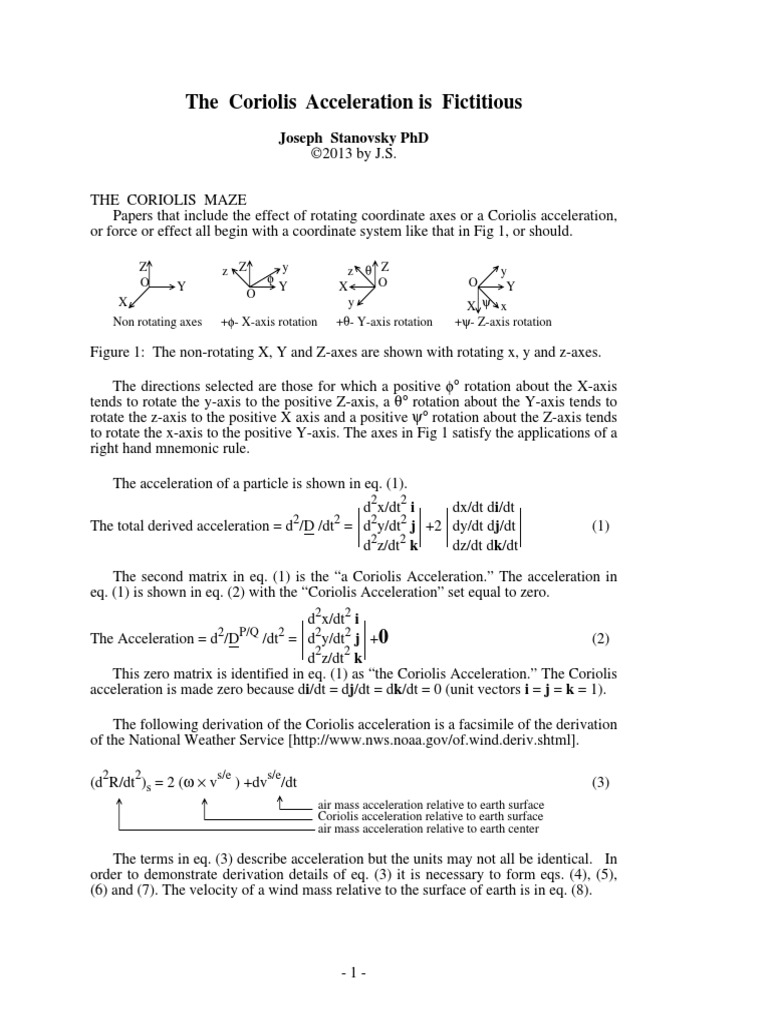Coriolis Acceleration Is Ficticious | PDF | Cartesian Coordinate System ...
