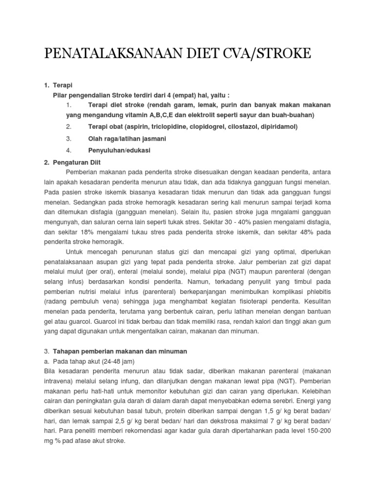 Penatalaksanaan Diet Stroke | PDF