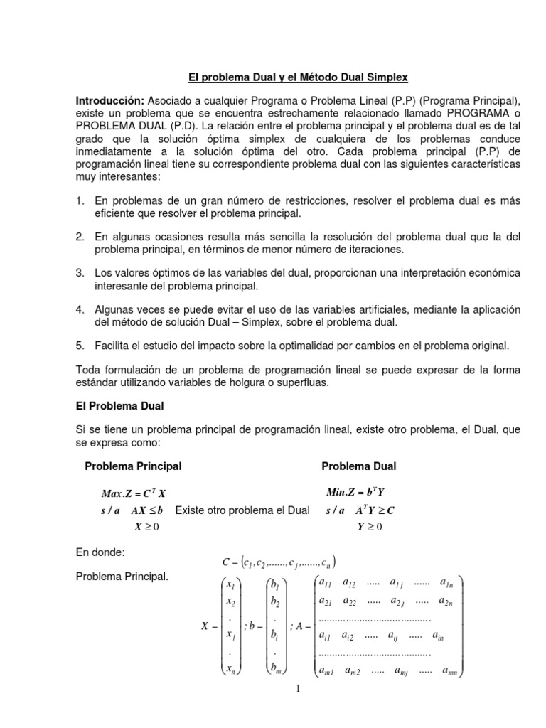 Simplex Dual | PDF | Programación lineal | Análisis