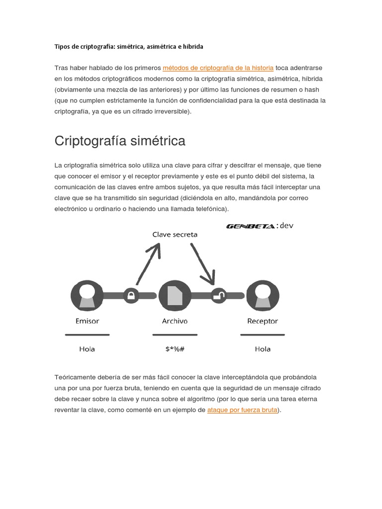 Tipos de Criptografía | PDF | Clave (criptografía) | Criptografía