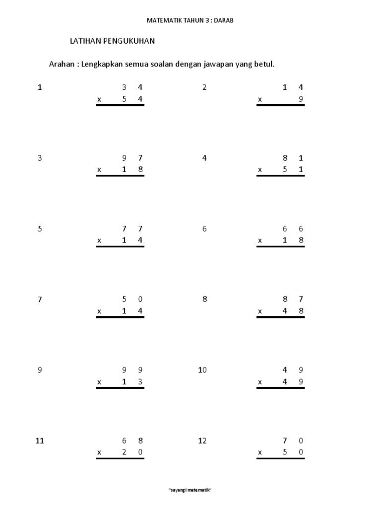 Matematik Tahun 3-Darab | PDF
