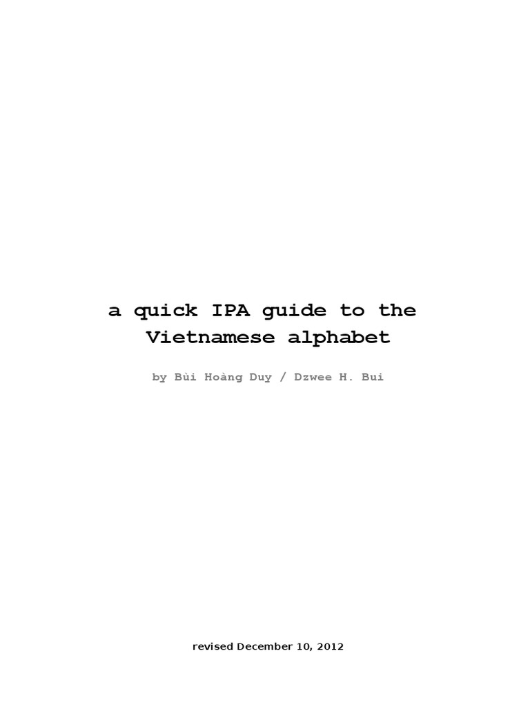 Quick IPA Guide To The Vietnamese Alphabet | PDF | Vietnamese Language ...