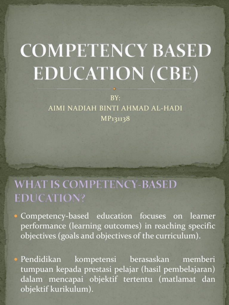 Competency Based Education (Cbe) | PDF | Business | Self-Improvement