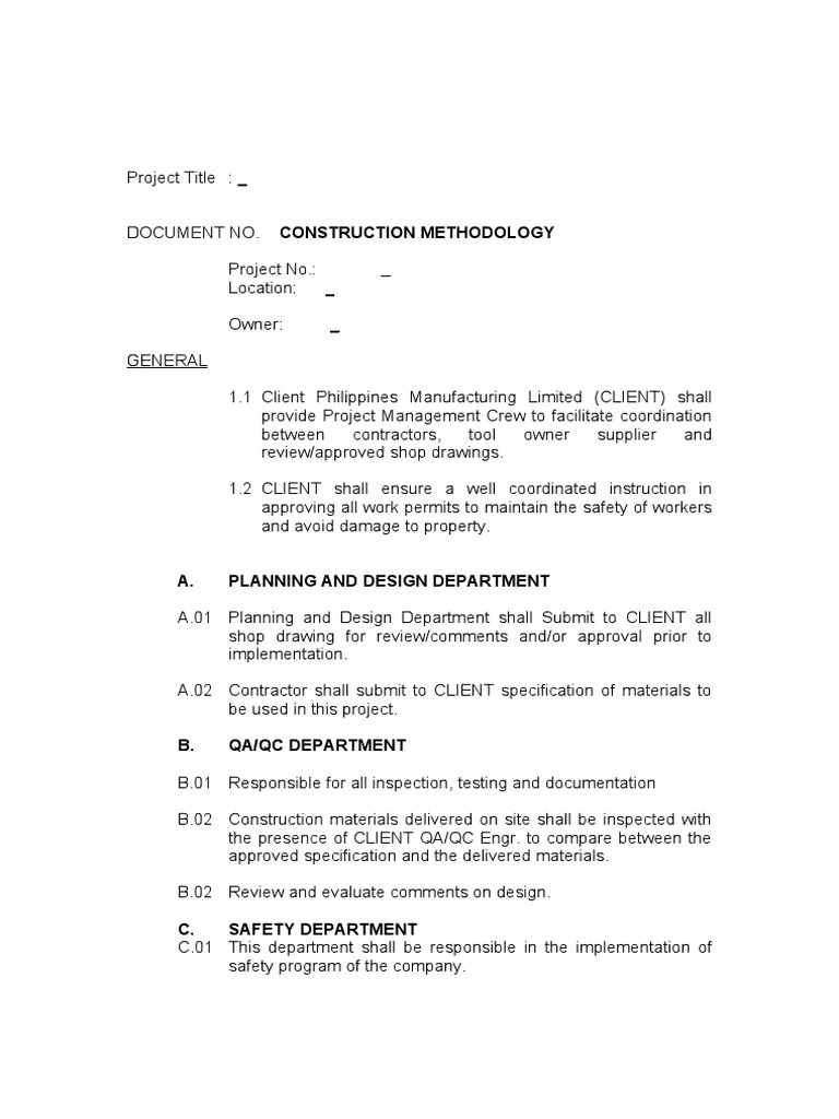 Construction Methodology