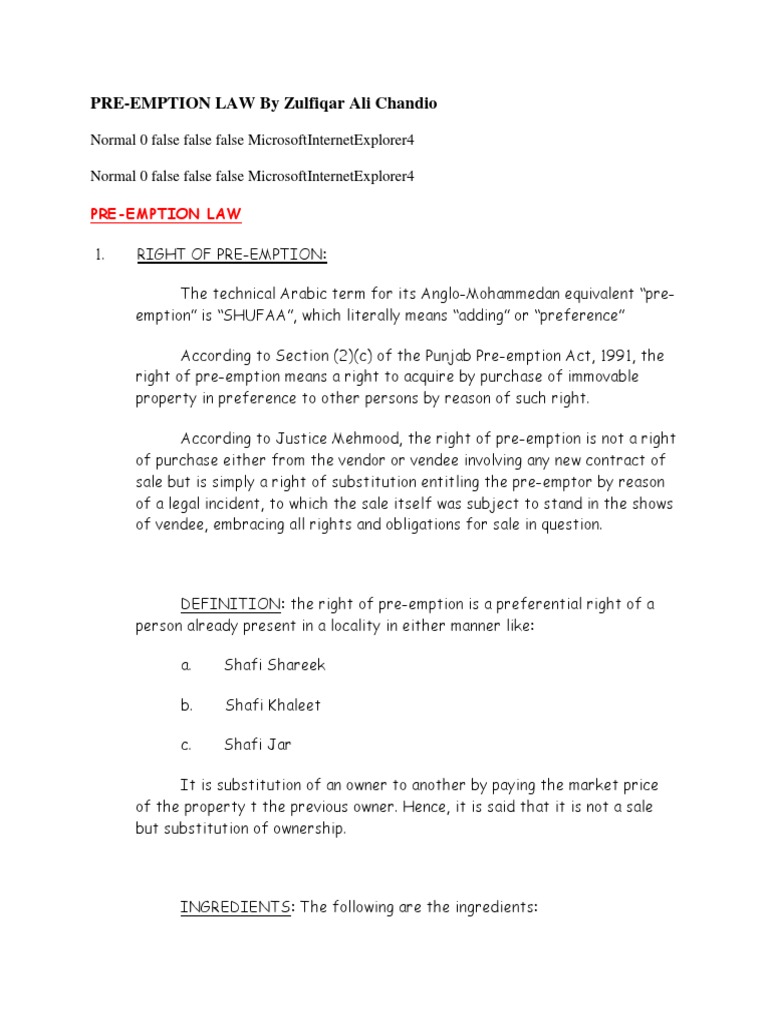 Understanding Pre-emption Law in Punjab | PDF | Deed | Lawsuit
