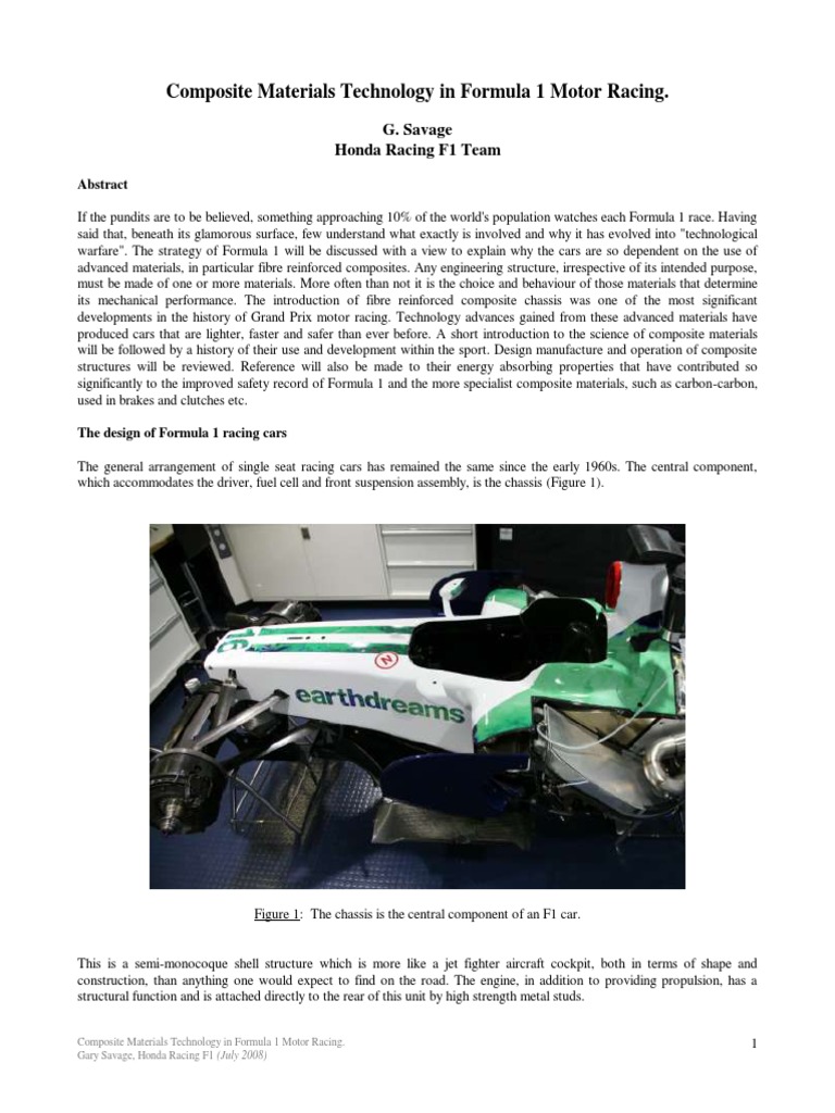 Advanced Composites in F1 Racing | PDF | Composite Material | Fiberglass