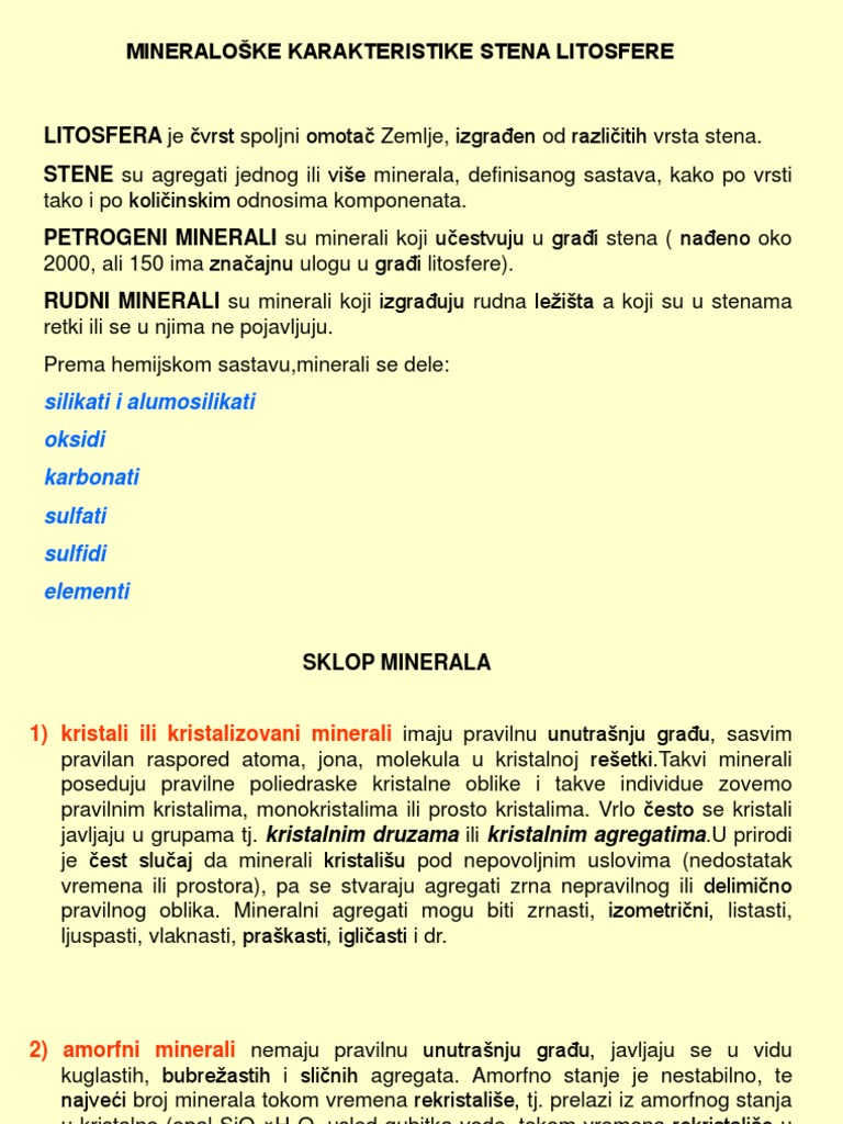 Prezentacija-Minerali I Stene | PDF