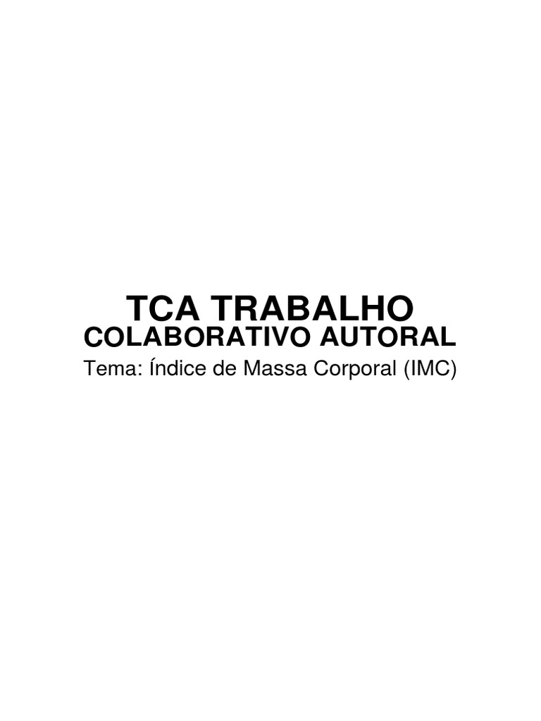 Tca Trabalho Colaborativo Autoral | PDF | Índice de massa corporal | Obesidade