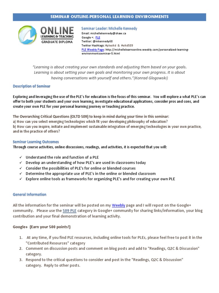 Seminar Outline For Ple | PDF | Google+ | Blog