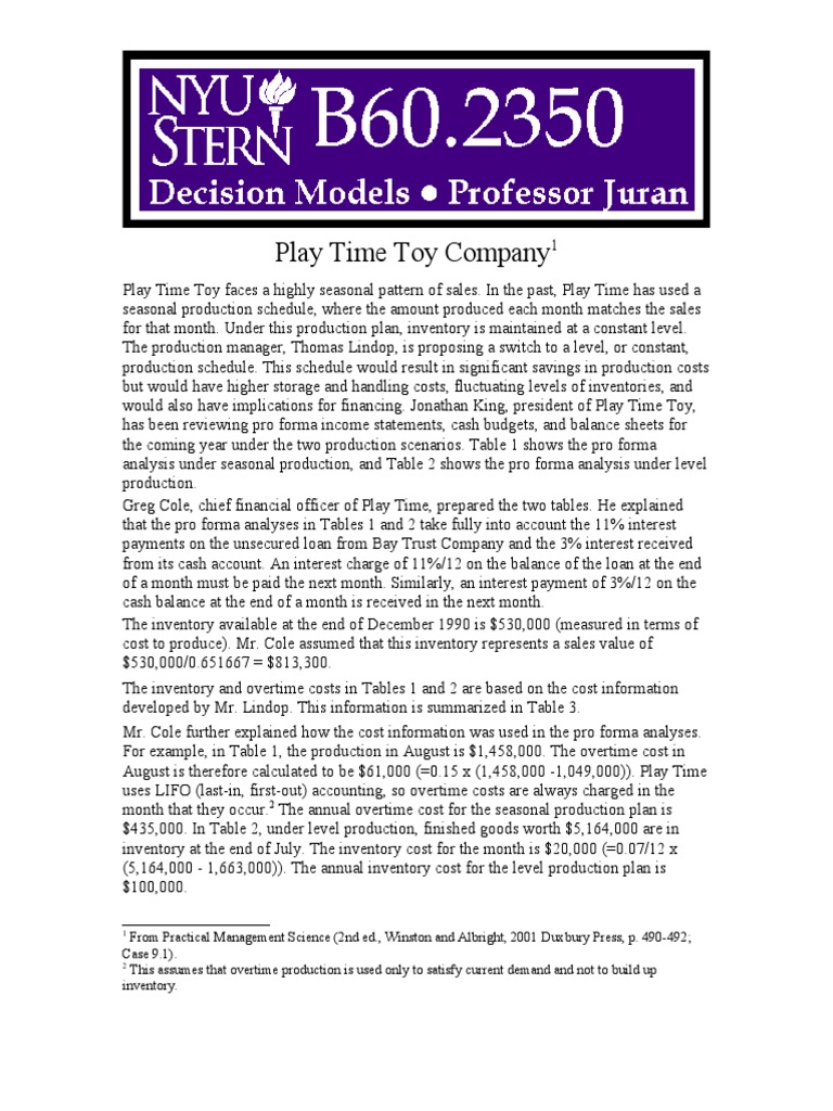 06 Playtime | PDF | Pro Forma | Inventory