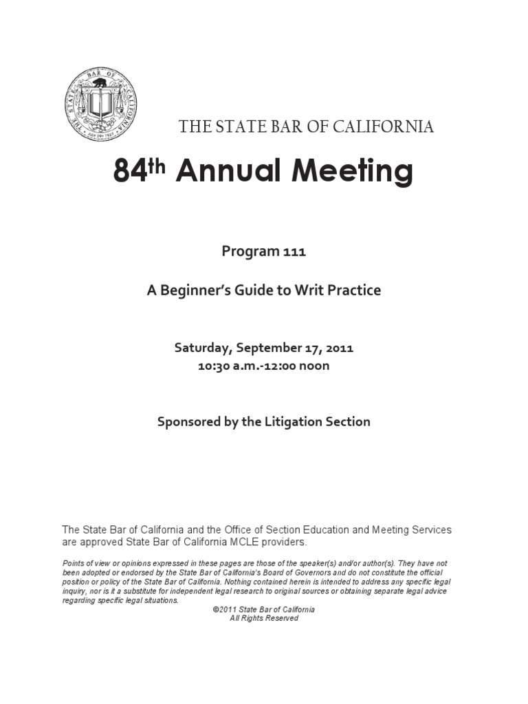 Guide to Writ Practice in CA Courts | PDF | Writ Of Prohibition ...