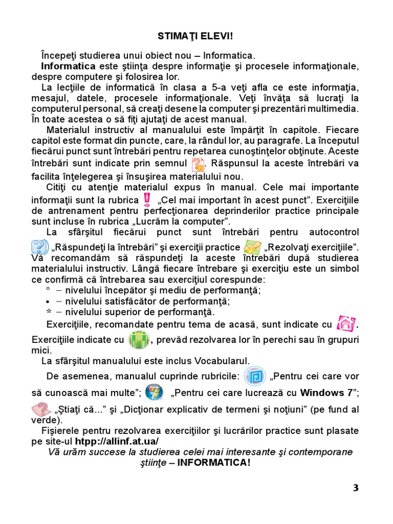 Manualul Copii Informatica Clasa V | PDF
