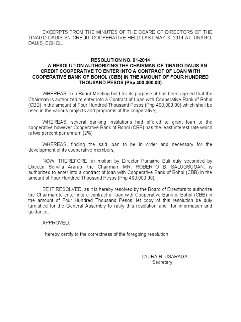 BOD Resolution | PDF