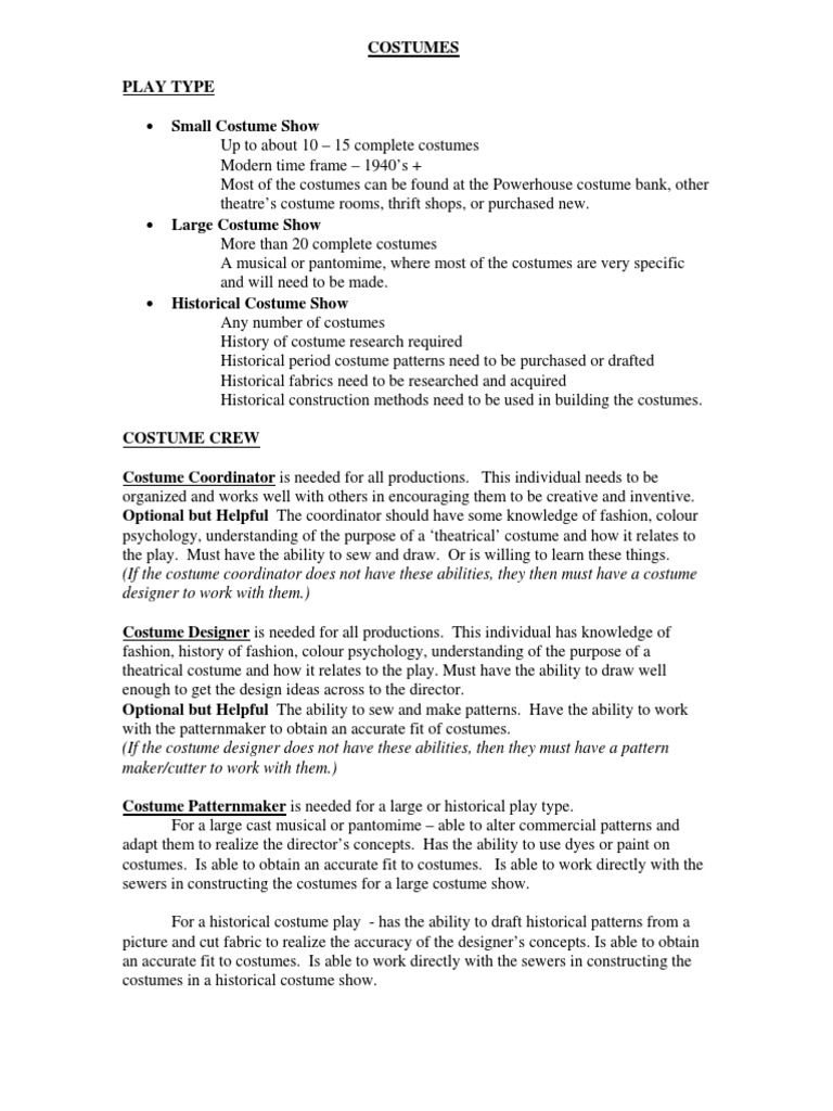 Costuming the Production: A Guide to Planning and Executing Costumes ...