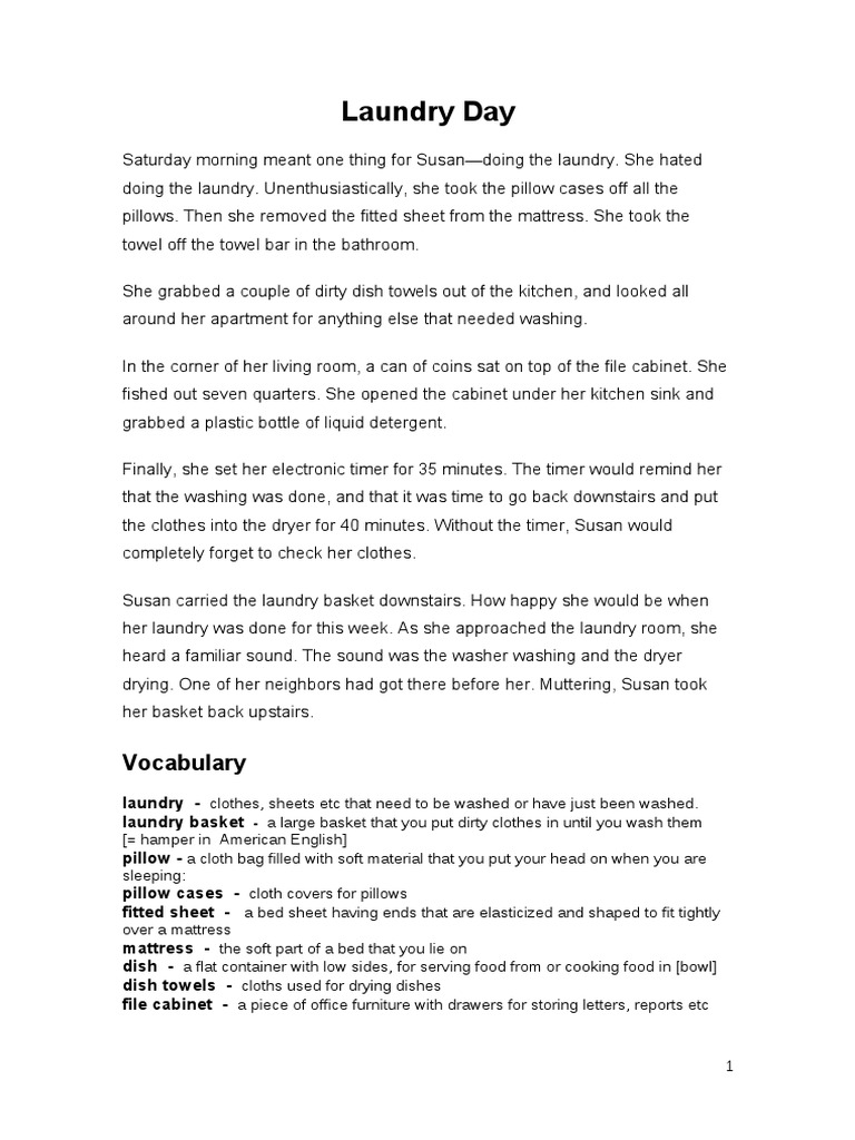 Listening and Speaking Lesson 13 Laundry Day | PDF | Laundry | Washing ...
