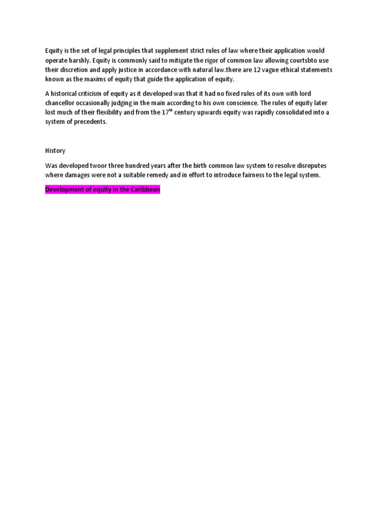 Evolution of Equity in Law | PDF