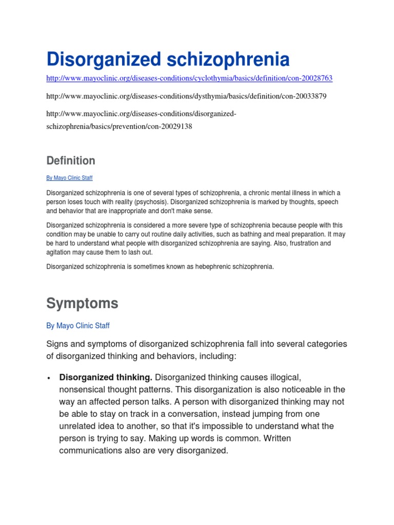 Disorganized Schizophrenia | PDF | Schizophrenia | Antipsychotic