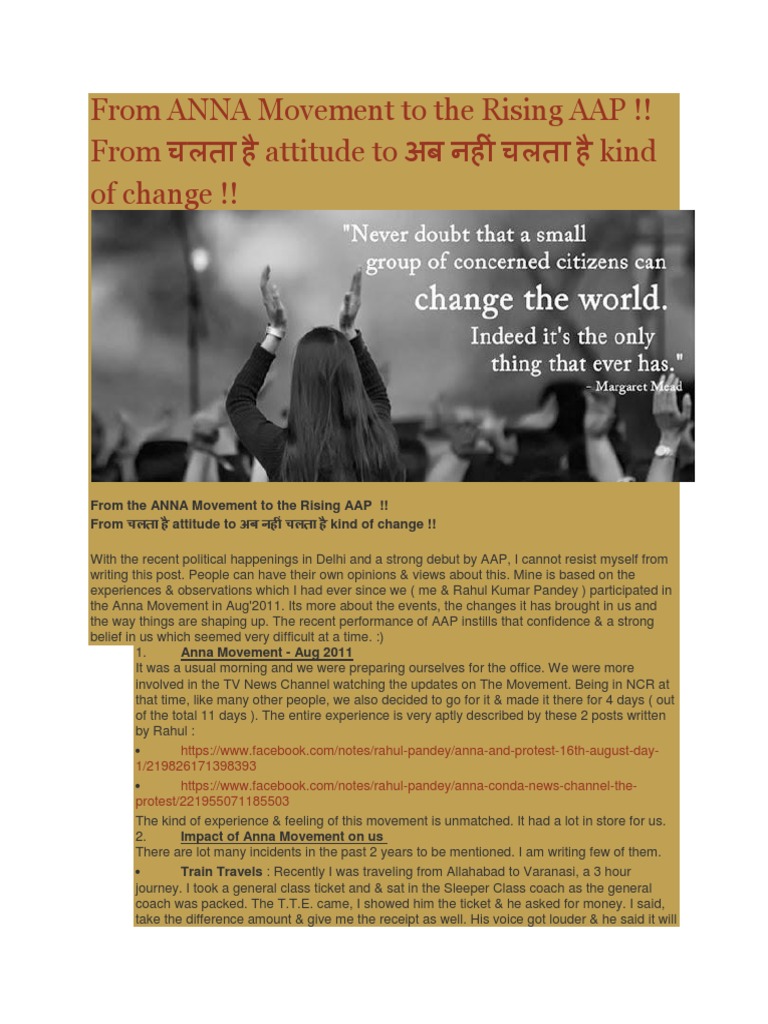 Anna Movement's Impact on AAP Rise | PDF | Social Media | Popular ...