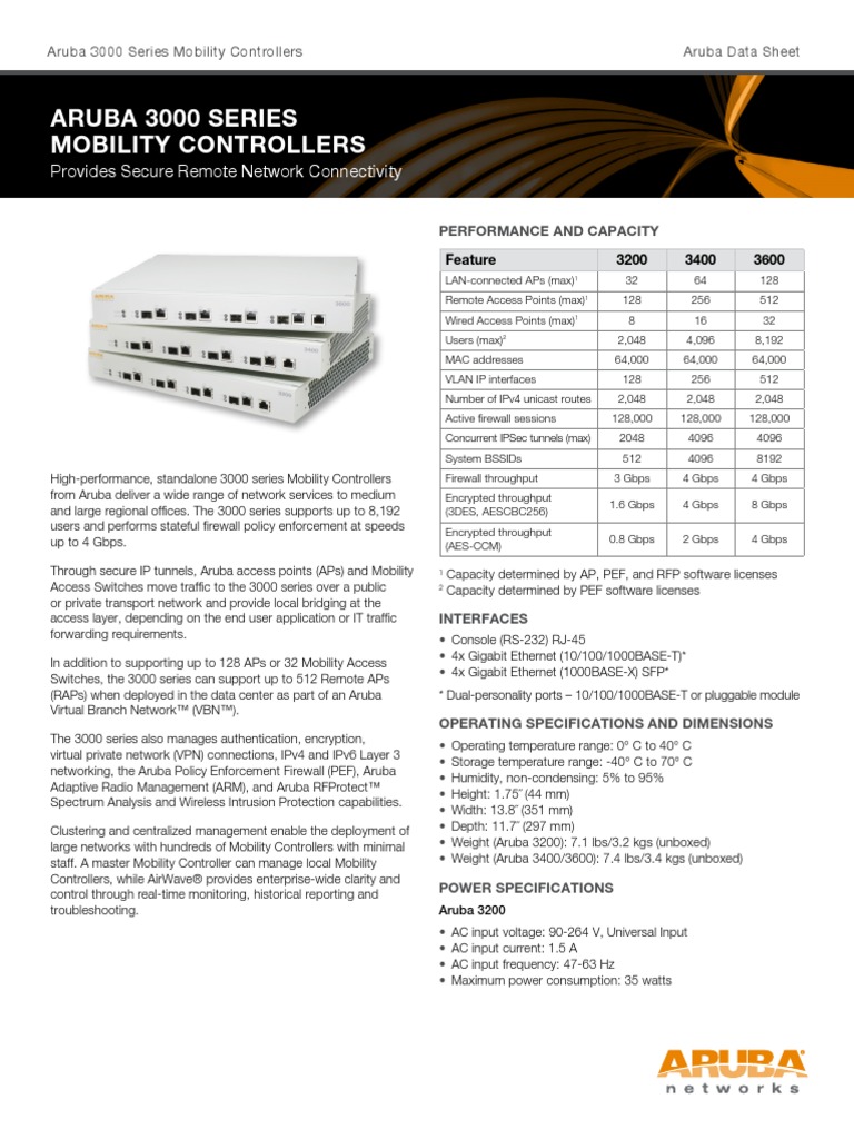 3200 Series WLC Datasheet | PDF | Virtual Private Network | Computer ...