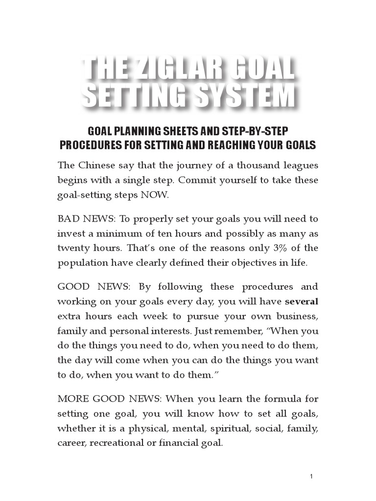 Zig Ziglar - Goal Setting System | PDF