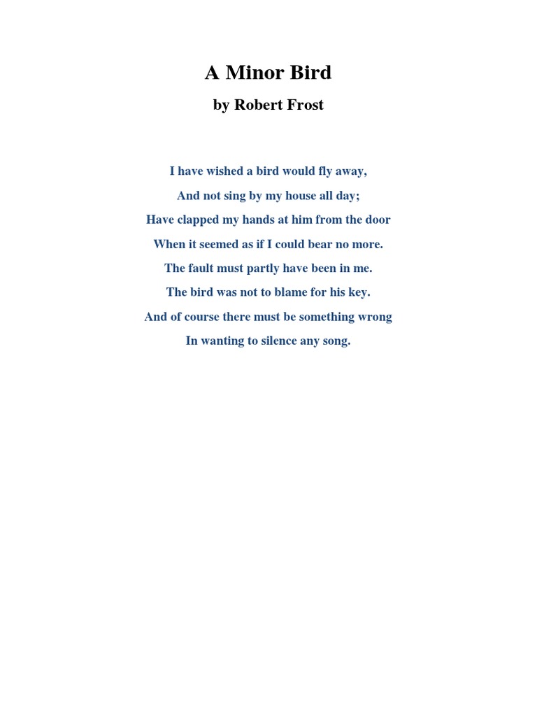 A Minor Bird: by Robert Frost | PDF
