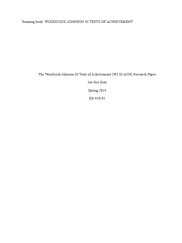 Woodcock-Johnson III Achievement Tests Overview | PDF | Business | Leisure