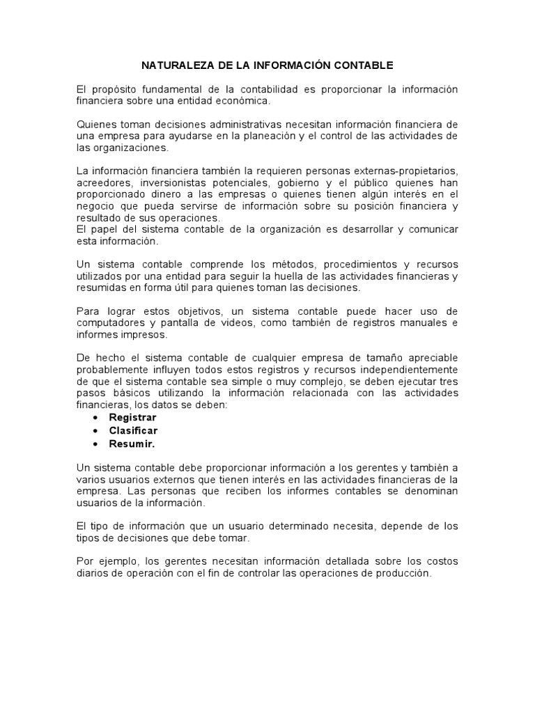 Naturaleza de La Información Contable | PDF | Contabilidad | Información