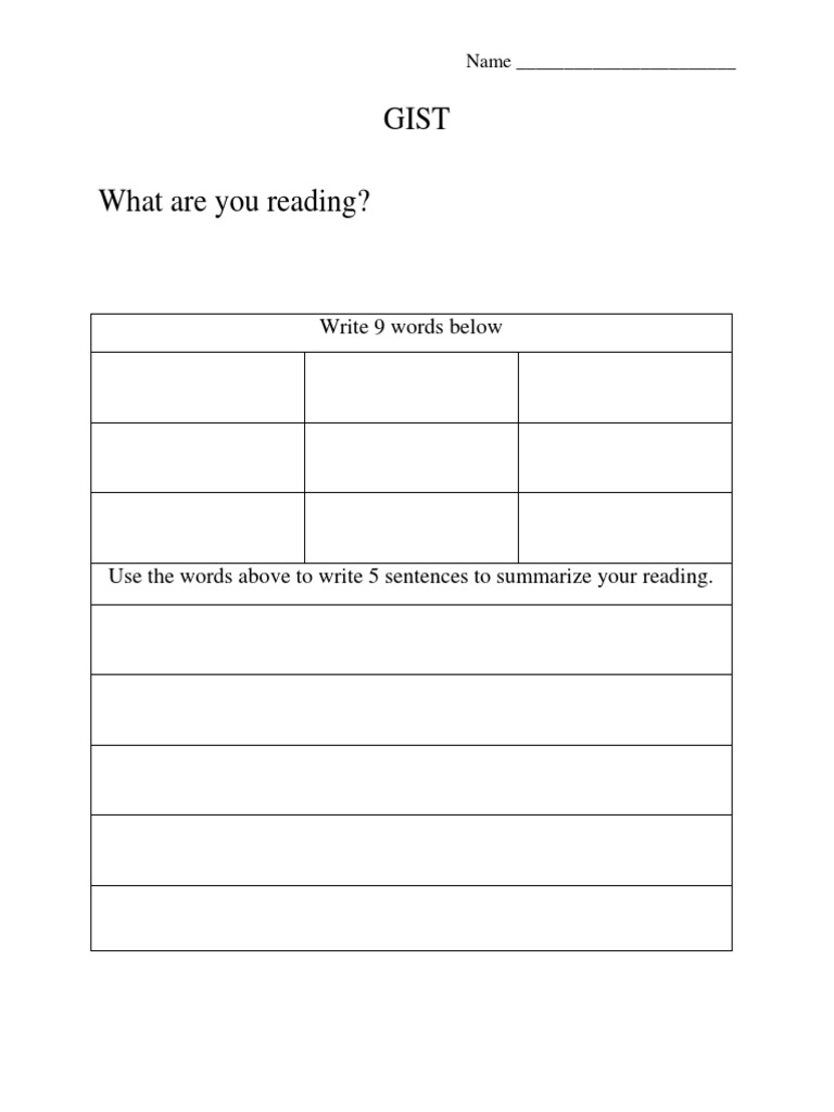 Gist Graphic Organizer | PDF