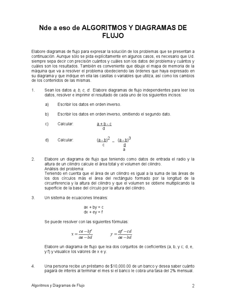 Ejercicios de Diagrama de Flujo y Algoritmos | PDF | Triángulo | Fórmula