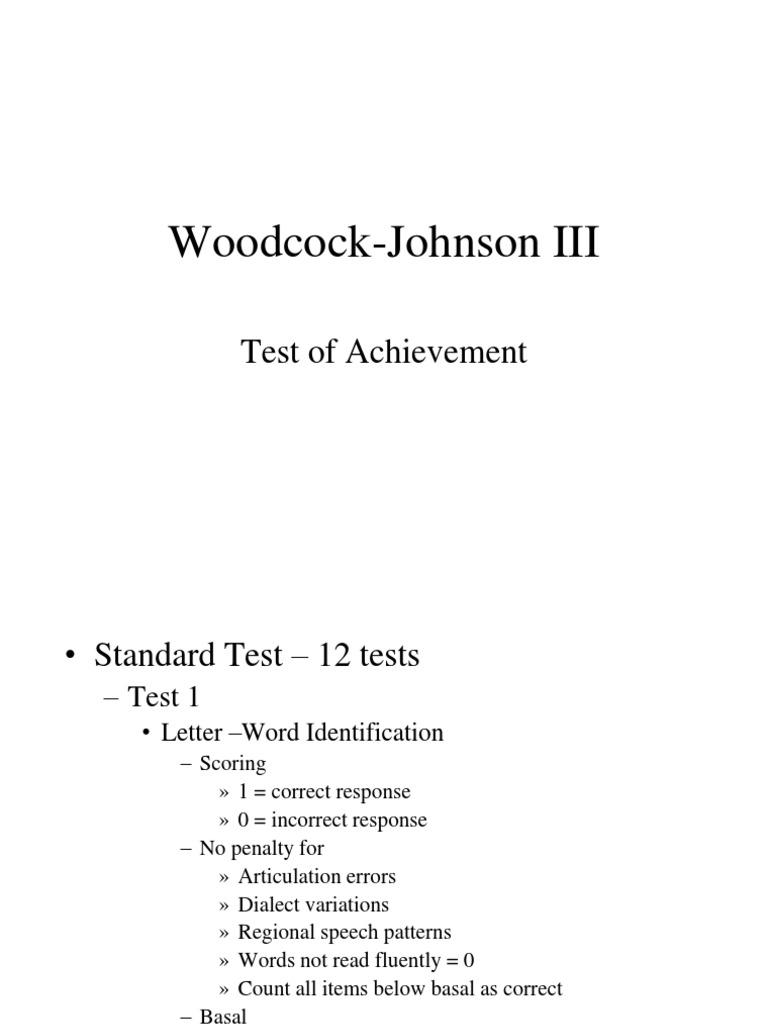 Woodcock-Johnson III Example | PDF | Test (Assessment) | Linguistics