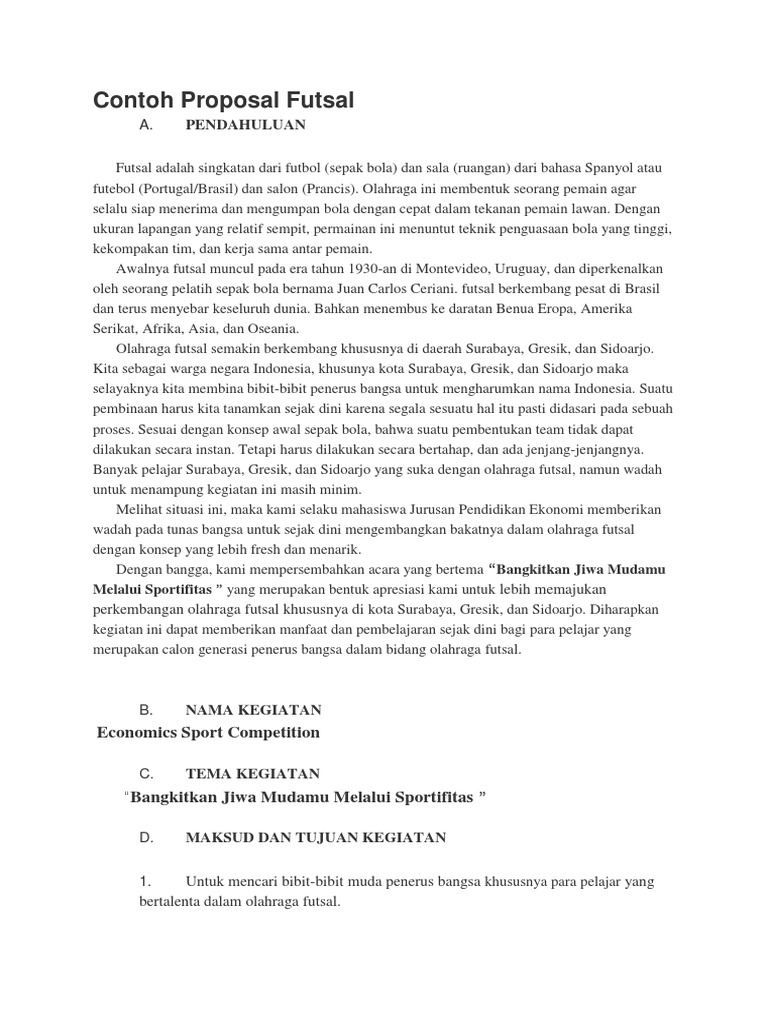 Contoh Proposal Futsal 2 | PDF | Bisnis